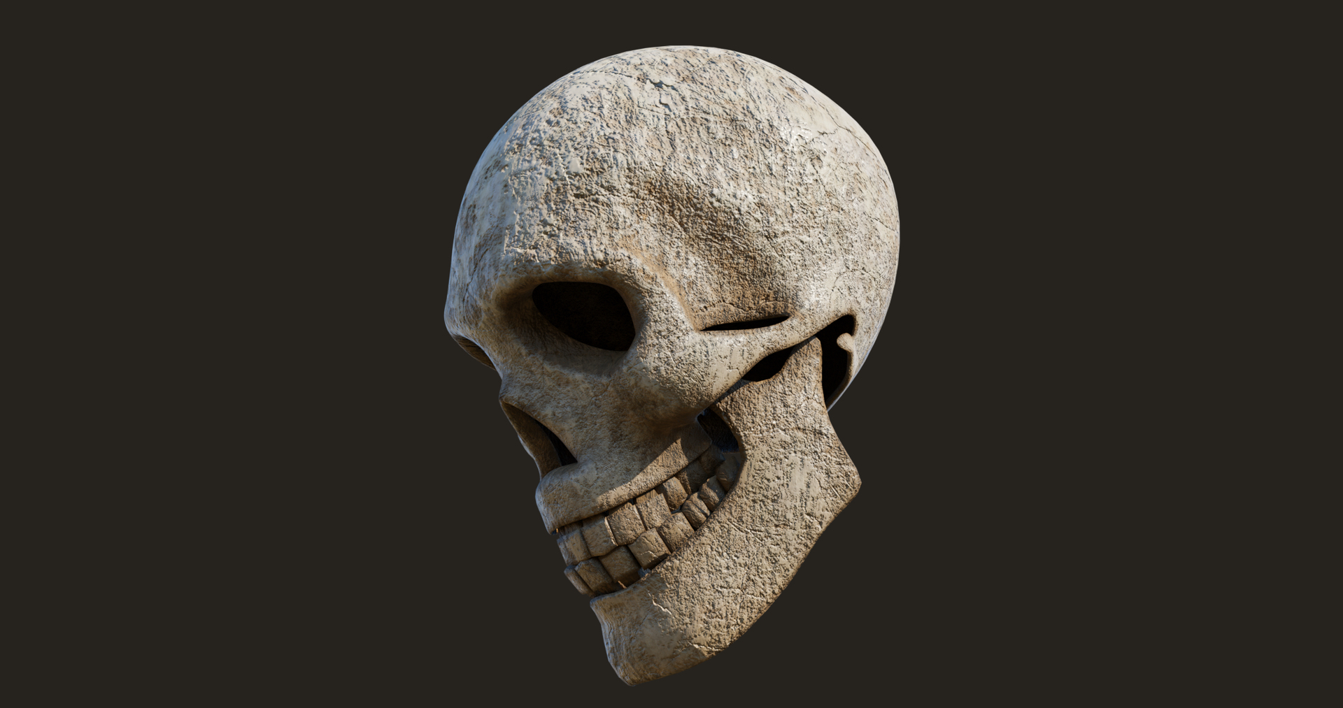 3D Crack Skull With PBR Unity Unreal Engine V-ray Arnold Textures ...