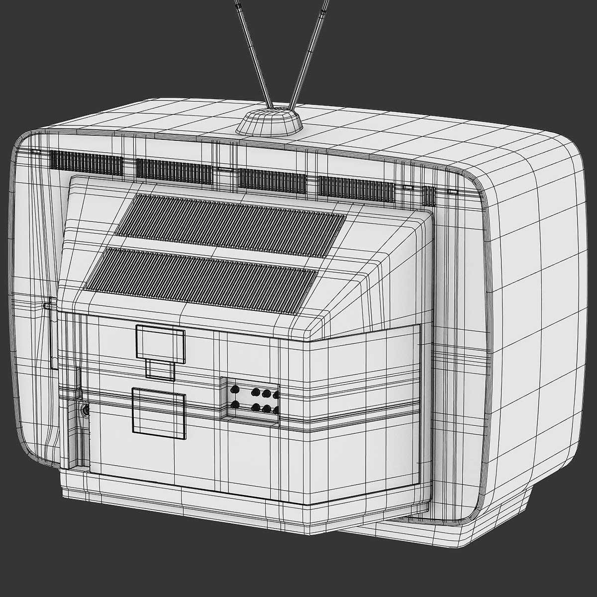 retro style 70 television set 3d model