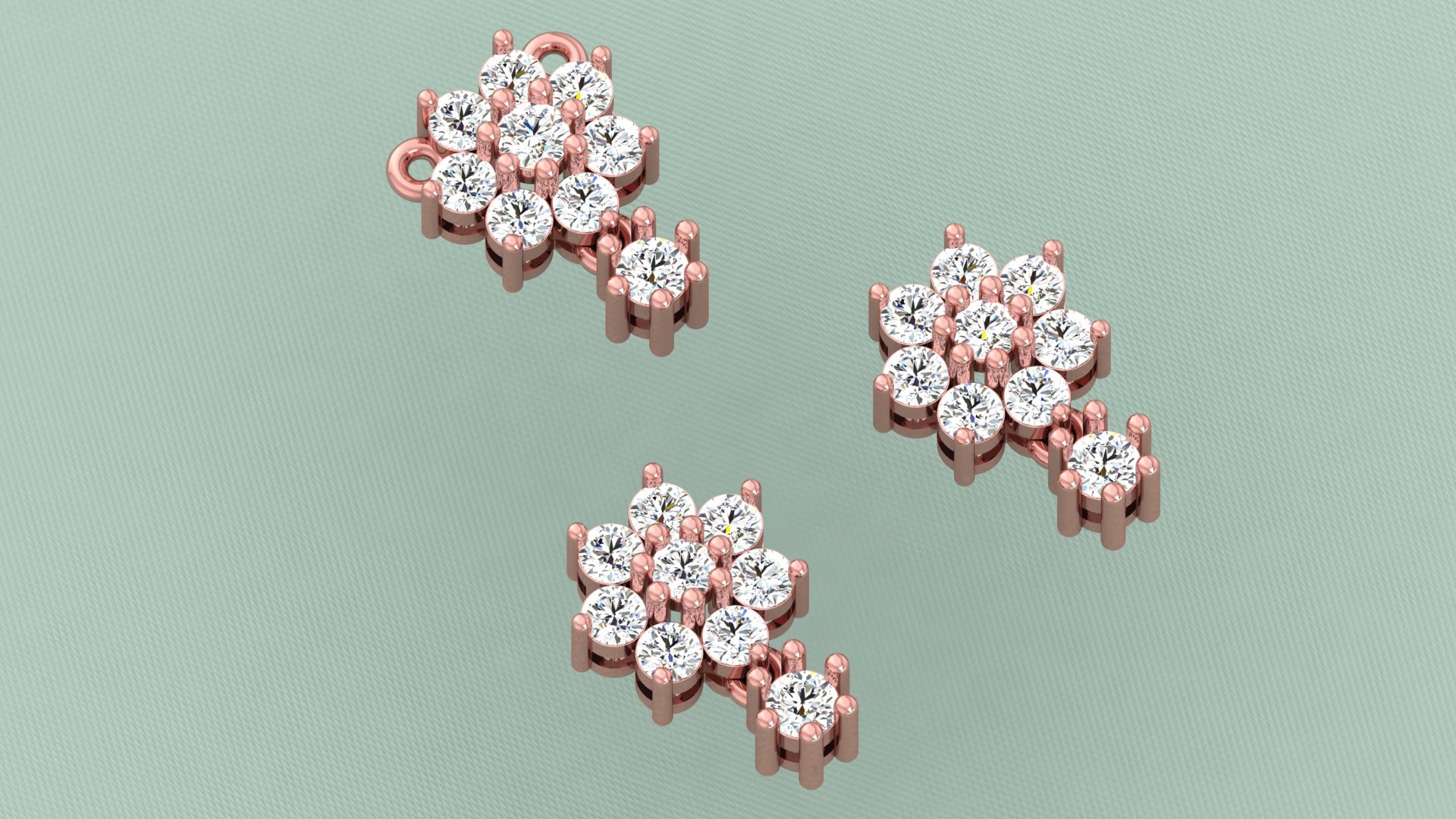 DIAMOND CLUSTER PENDANT EARRING SET 3D model - TurboSquid 2053838