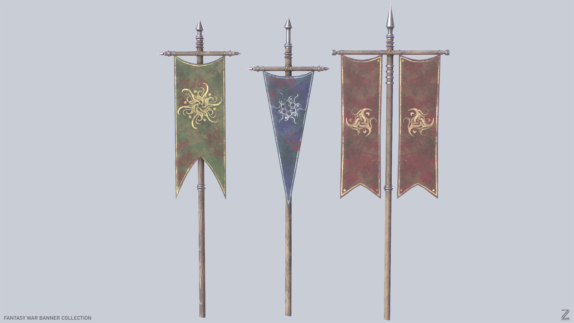 Fantasy War Banner Collection Model - TurboSquid 2230839