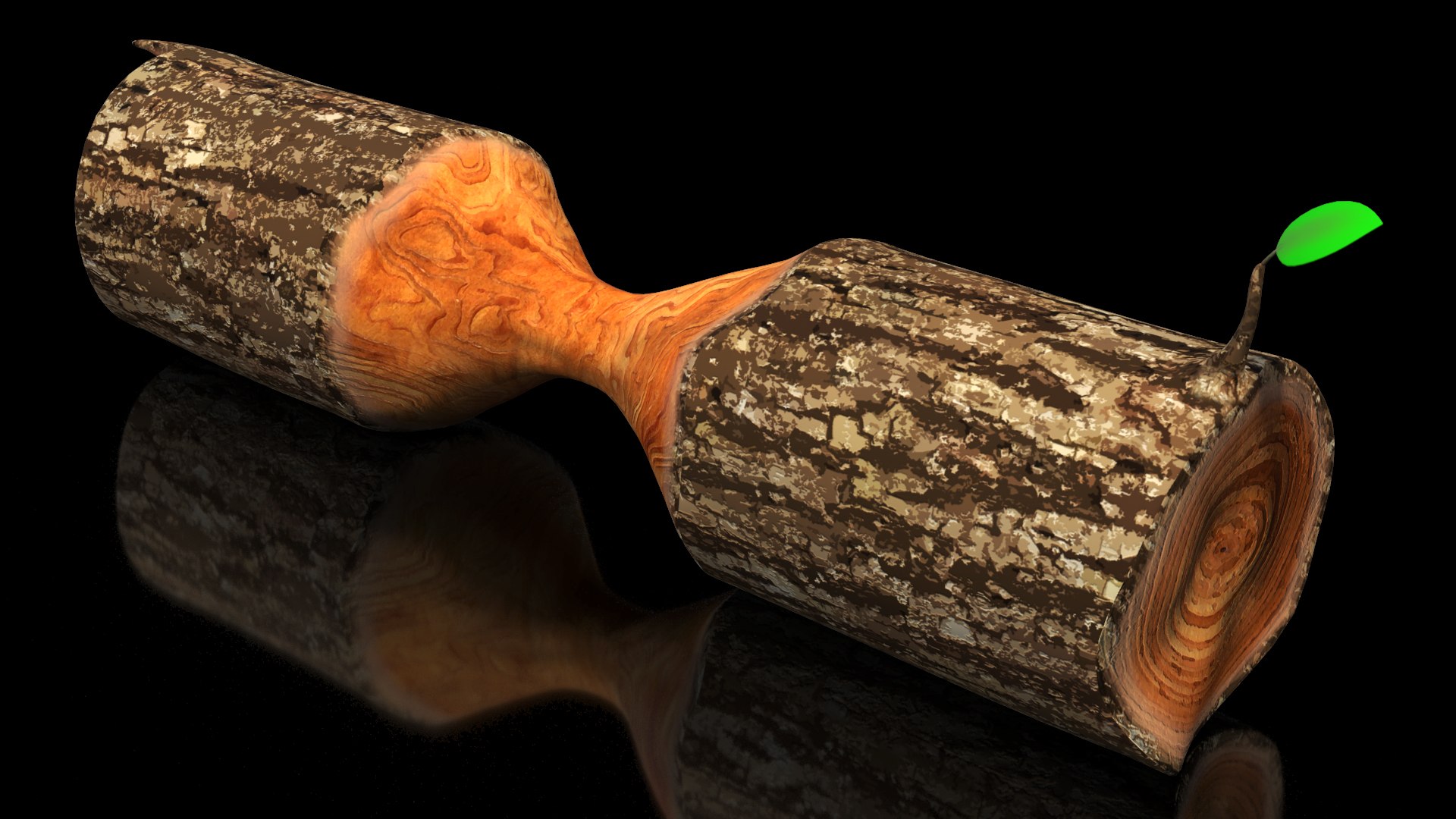 3D Model Cartoon Gnawed Log - TurboSquid 1808615