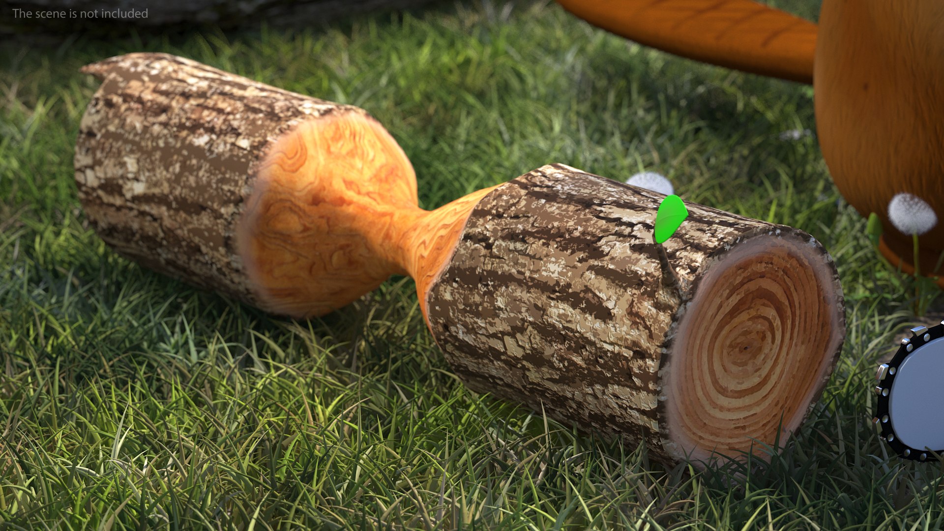 3D Model Cartoon Gnawed Log - TurboSquid 1808615