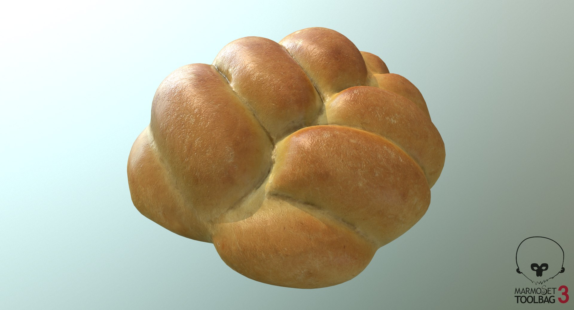 3d Model Plaited Bread Roll
