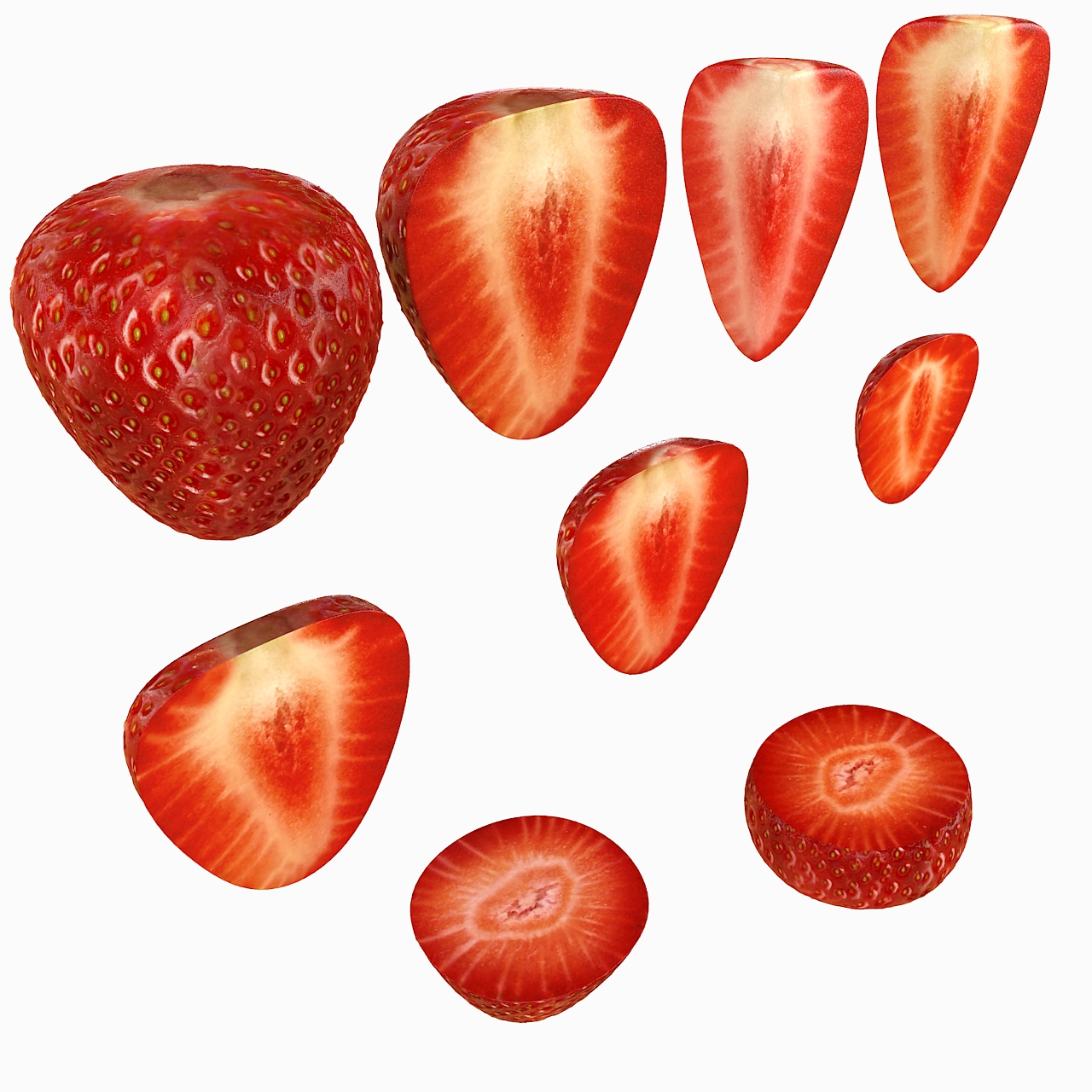 3d model strawberry fruit set berry