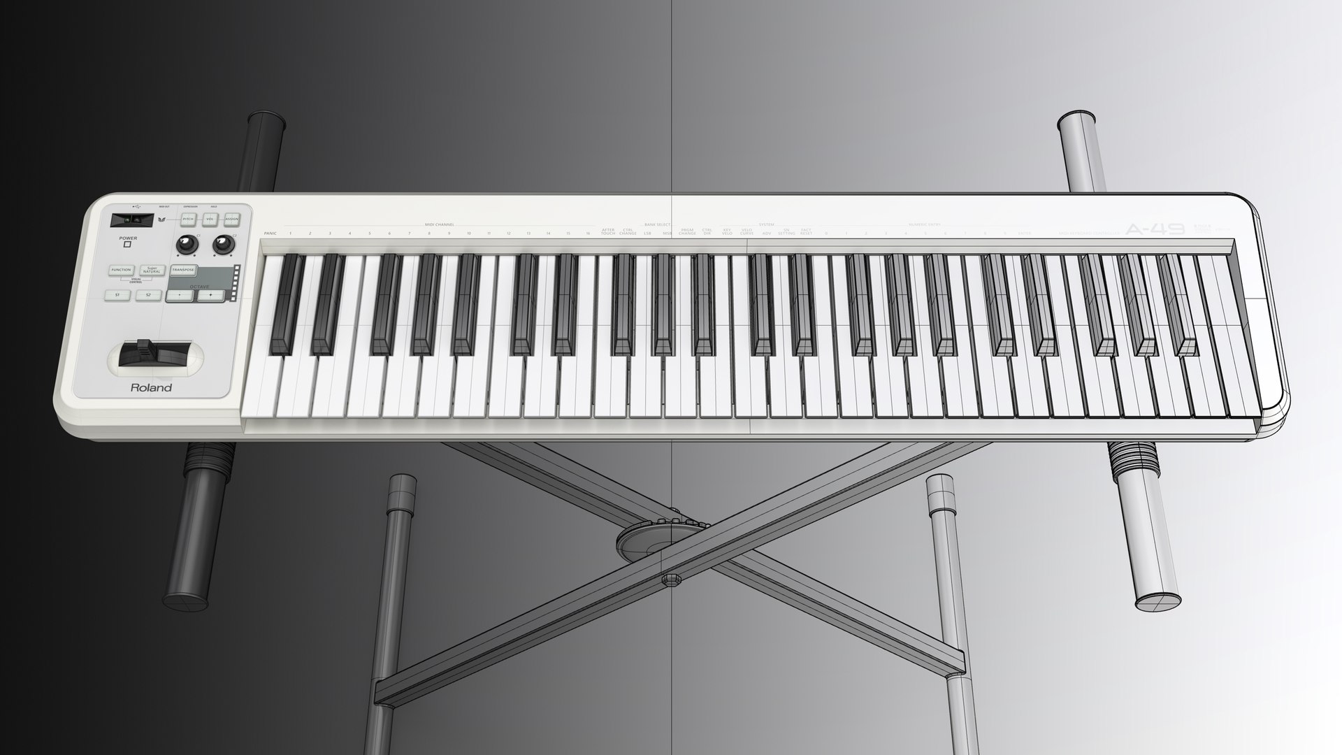 Roland A-49 MIDI Keyboard Controller Model - TurboSquid 1984192