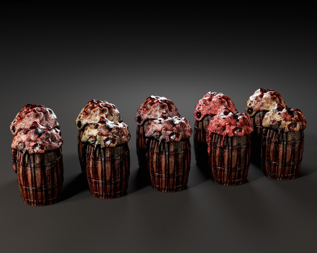Spooky Barrels With Guts Model - TurboSquid 2357985
