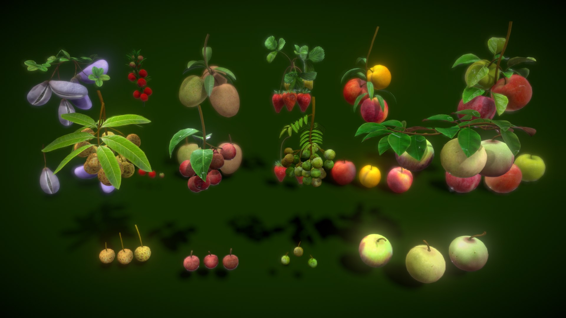 Collection Fruit Path 3 3D - TurboSquid 2134498