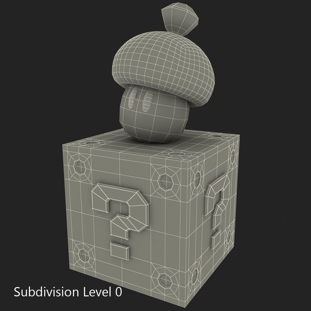 3d super mario acorn block model