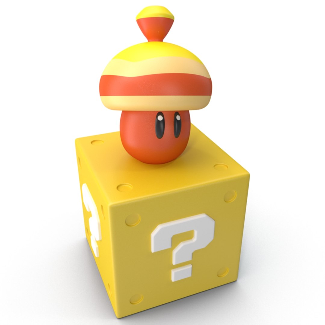 3d Super Mario Acorn Block Model