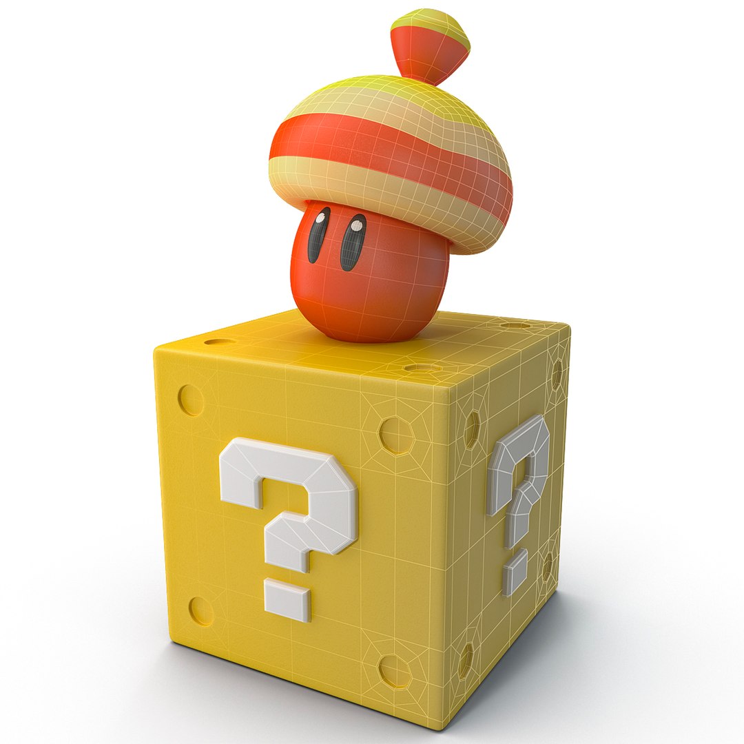 3d super mario acorn block model