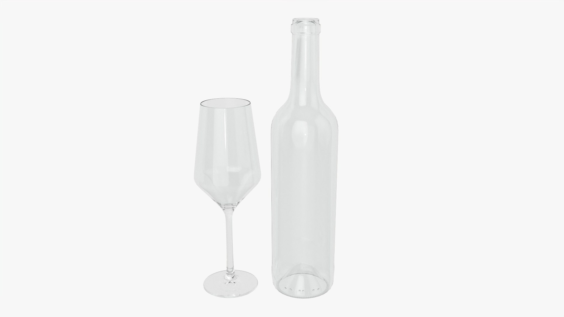3D Model Wine Bottles With Crystal Glassware For Mockup - TurboSquid ...