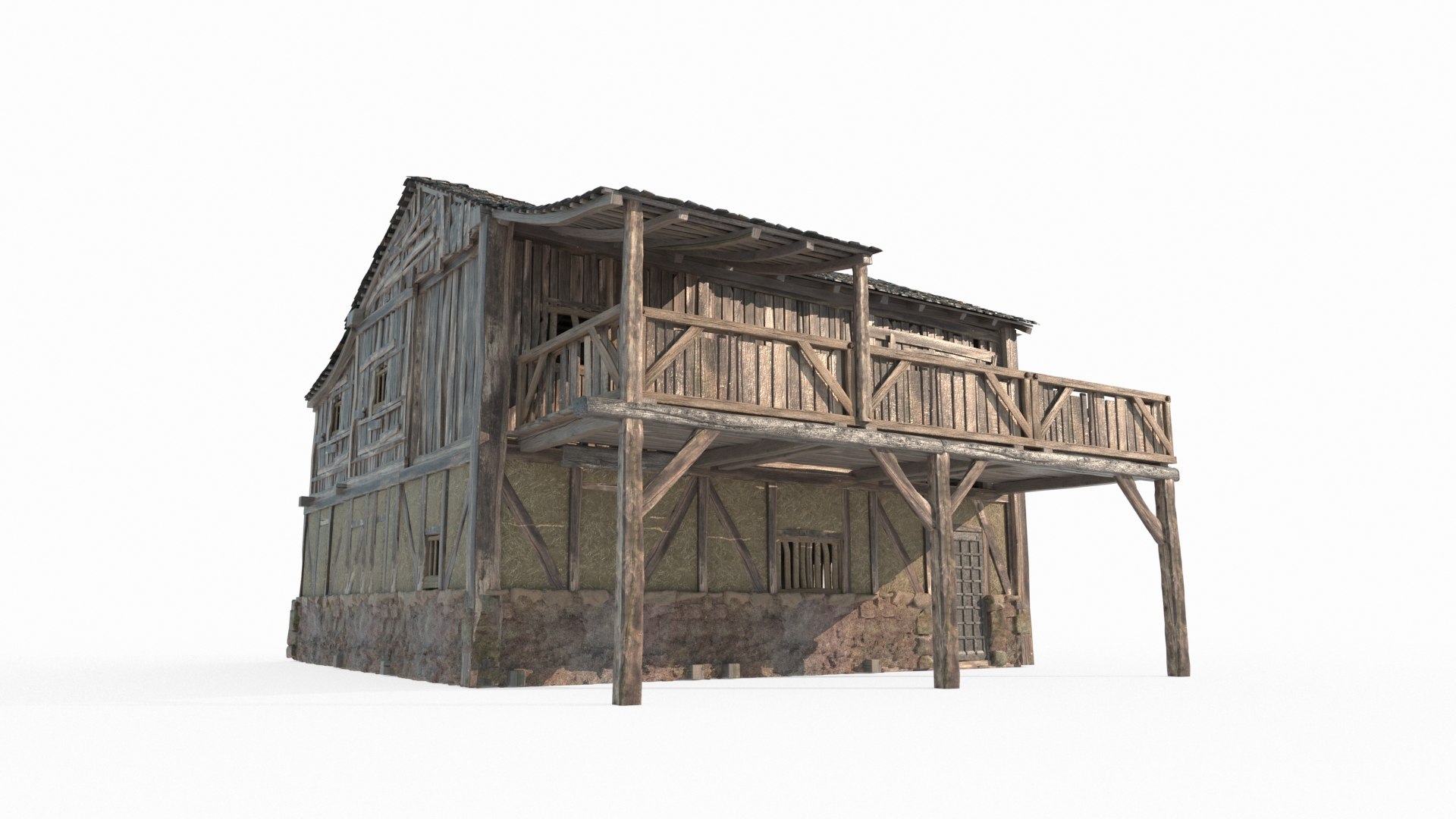 Two Story Tile House In Medieval Architecture 3D Model - TurboSquid 2442880