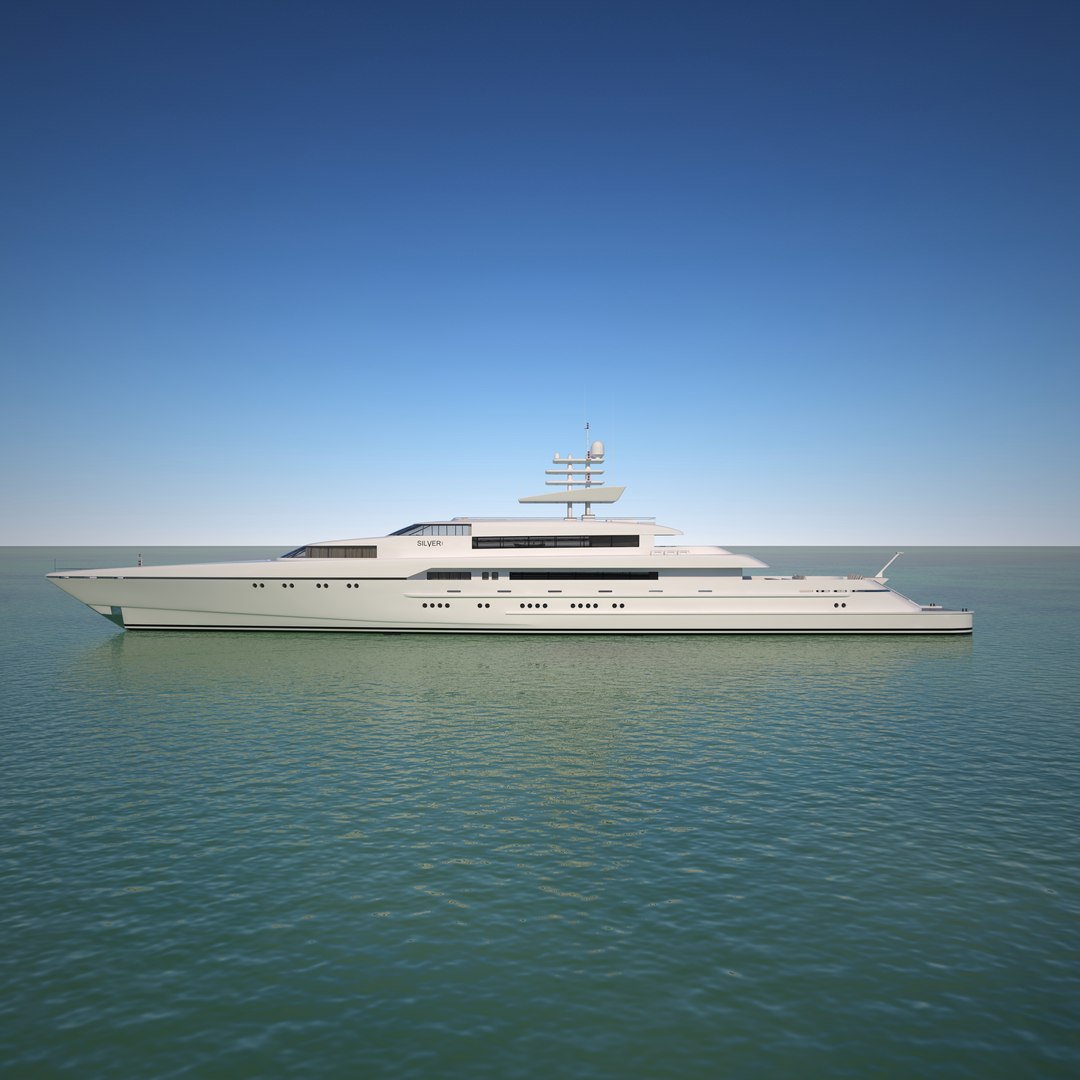 3d Super Yacht Silver
