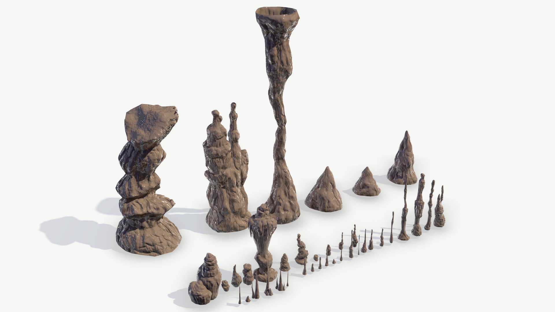 3d Set Stalagmites Model