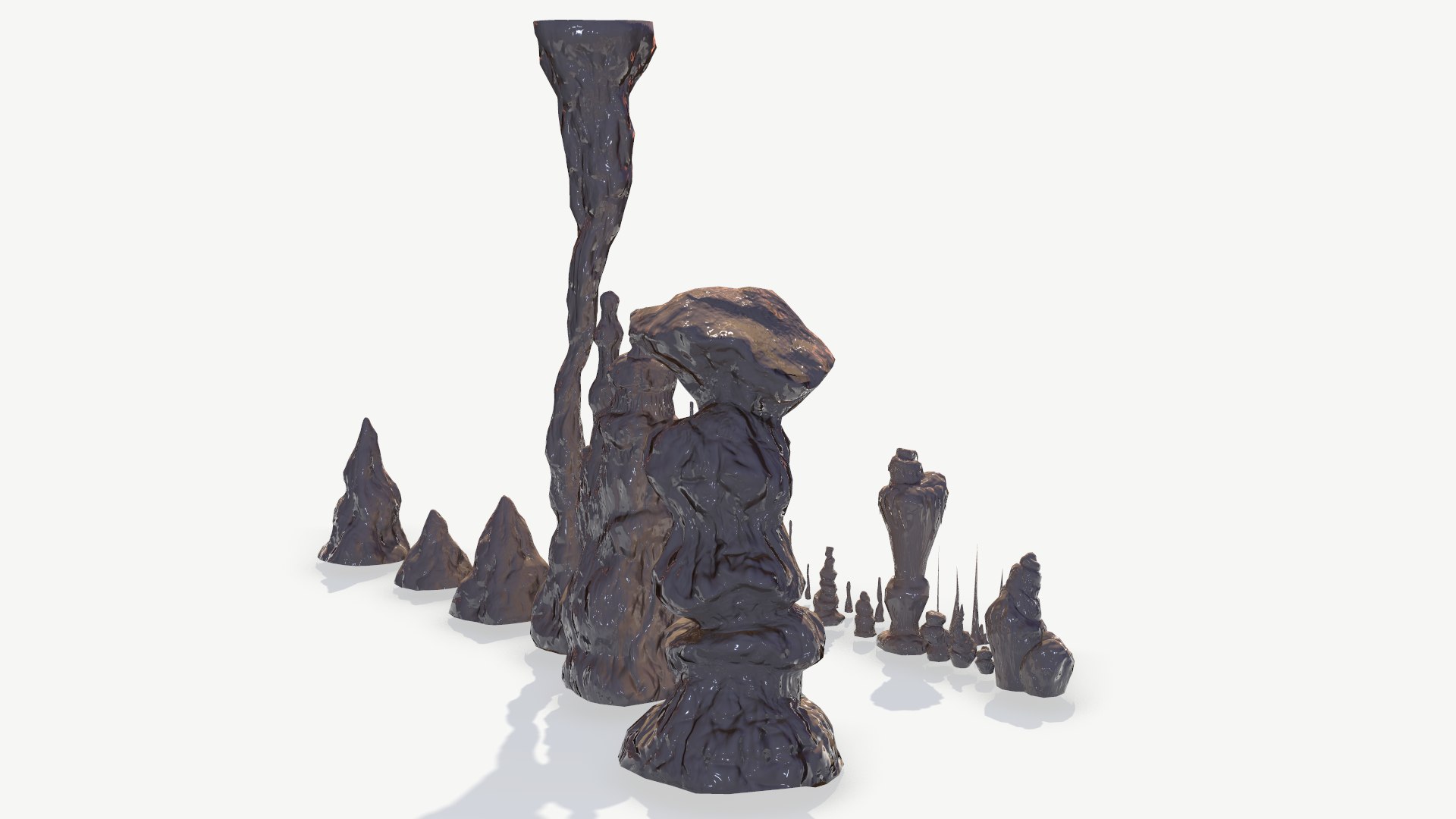 3d Set Stalagmites Model