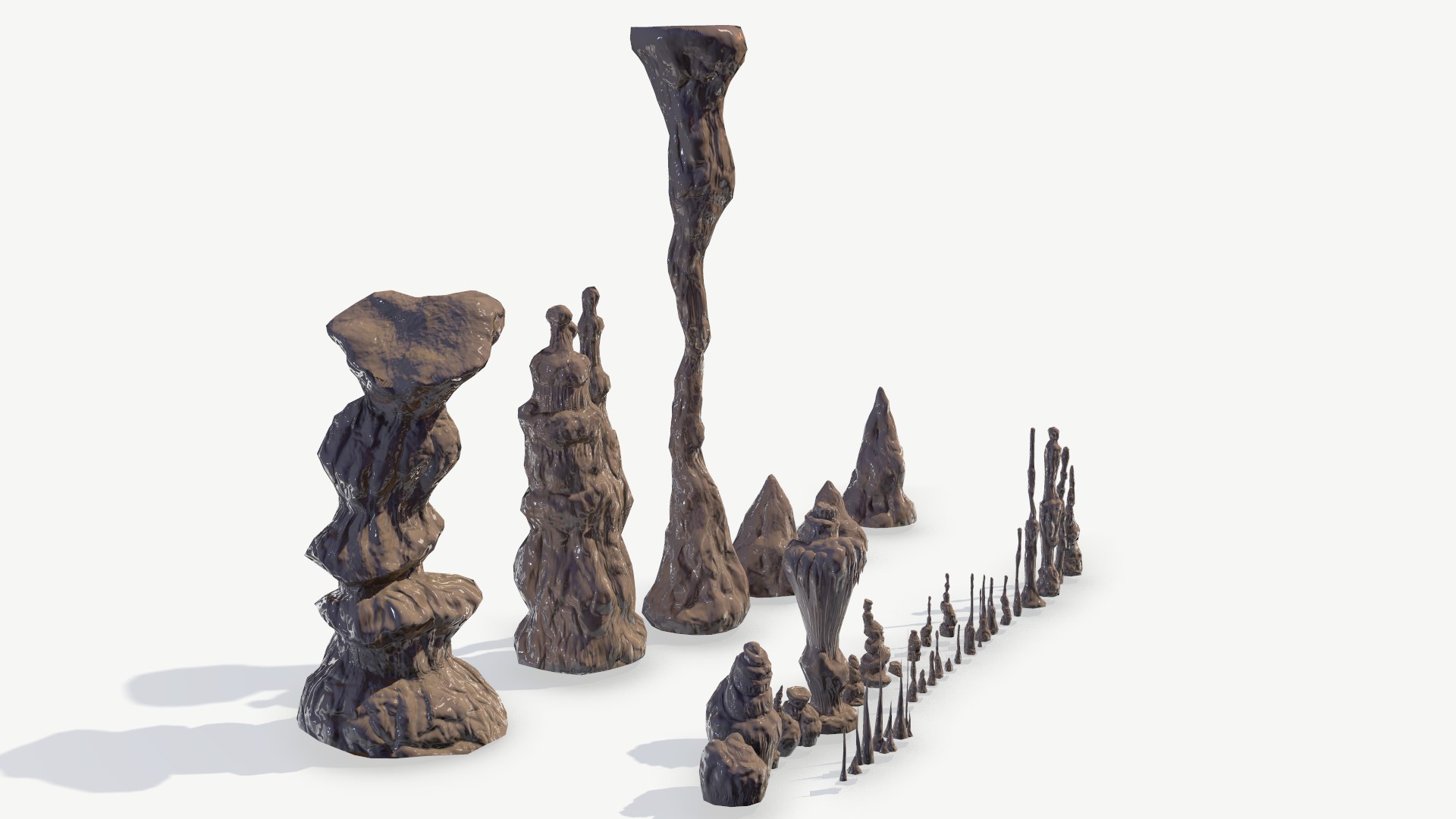 3d Set Stalagmites Model