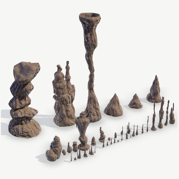 3d 25 stalagmite props cave