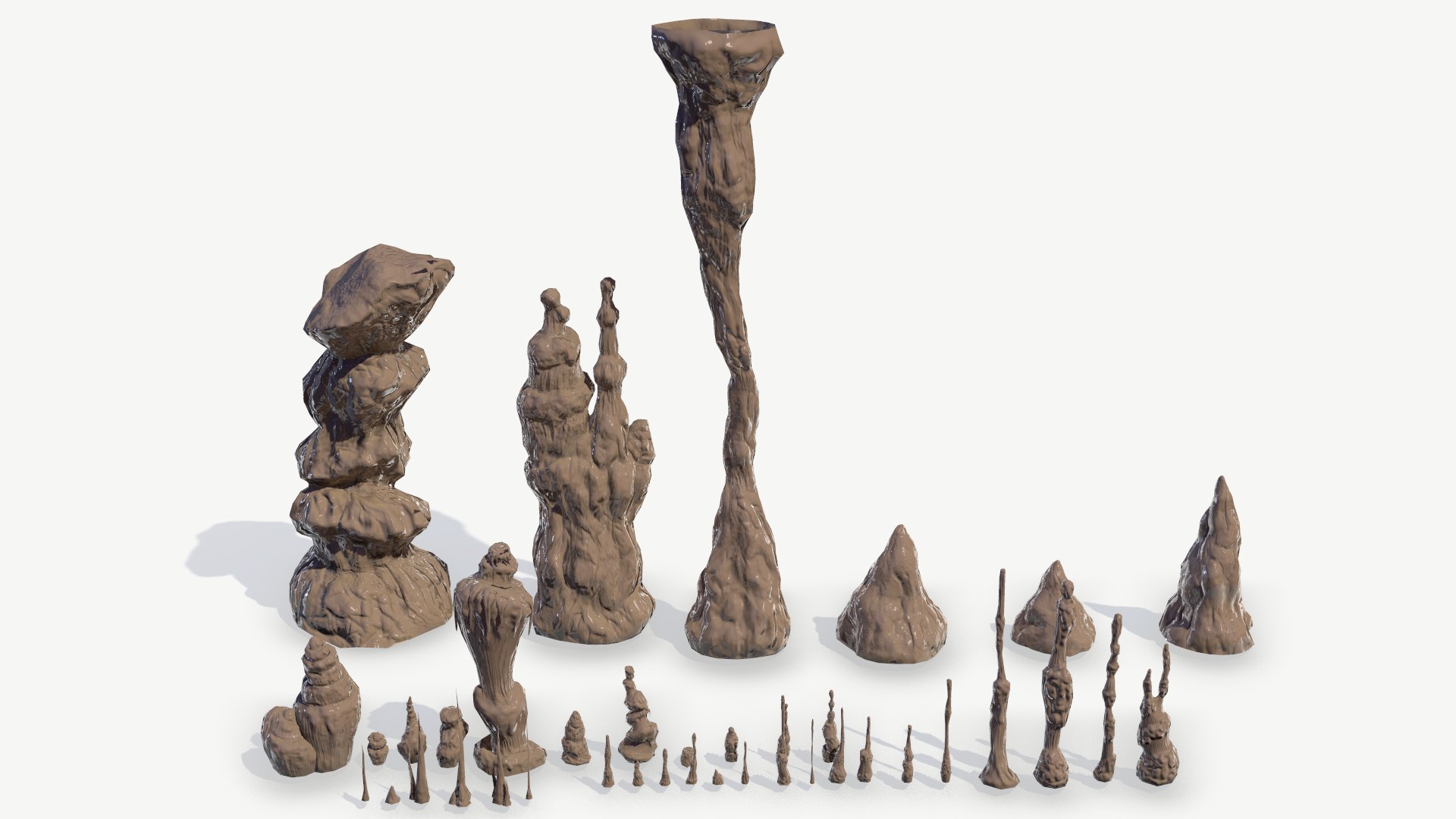 3d Set Stalagmites Model