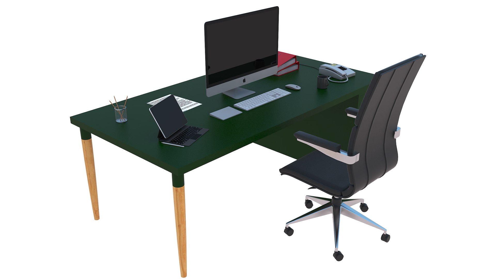 3D Apple IMac Workstation Desk - Green Model - TurboSquid 1907254