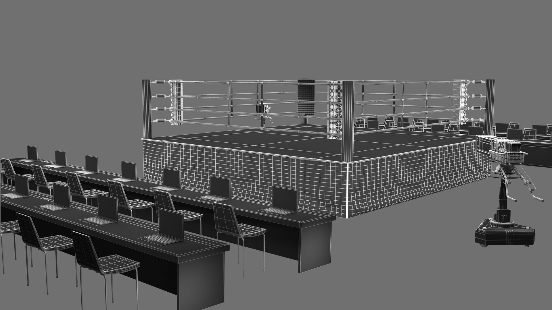 Boxing Ring and Tv Equipmend 3D model - TurboSquid 1806282