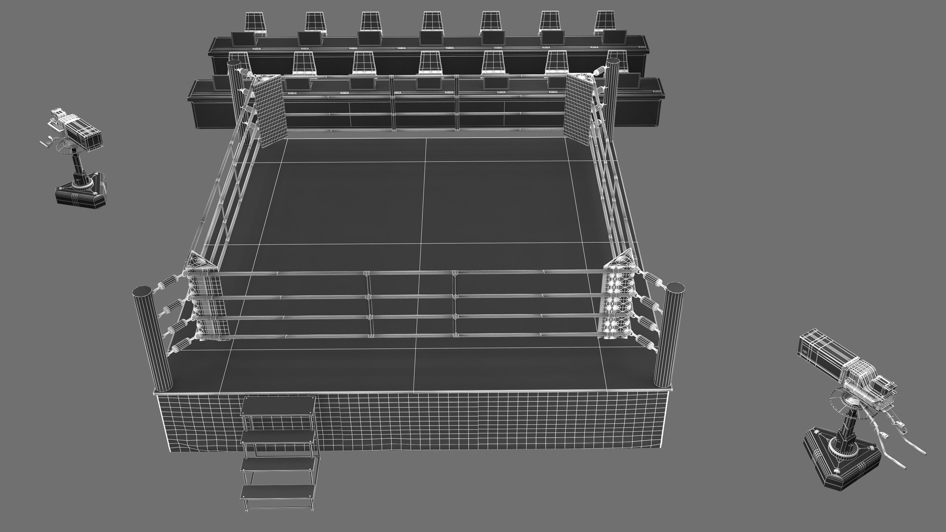Boxing Ring and Tv Equipmend 3D model - TurboSquid 1806282