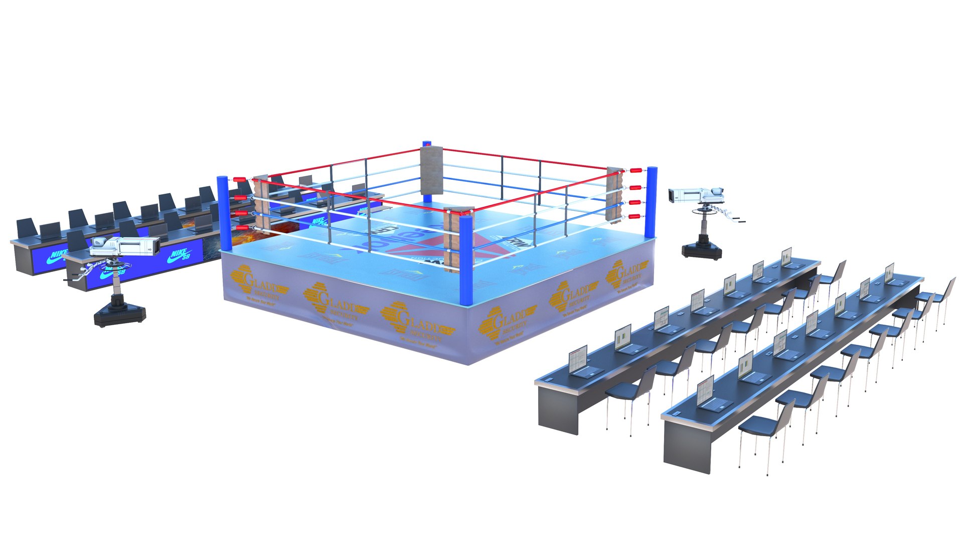 Boxing Ring and Tv Equipmend 3D model - TurboSquid 1806282