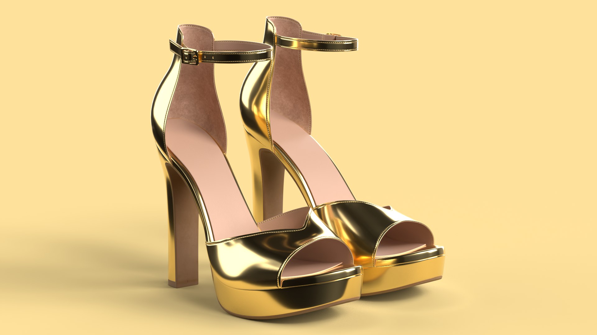 3D Model Unbranded Sandal 01 Women Platform Sandal Gold - TurboSquid ...