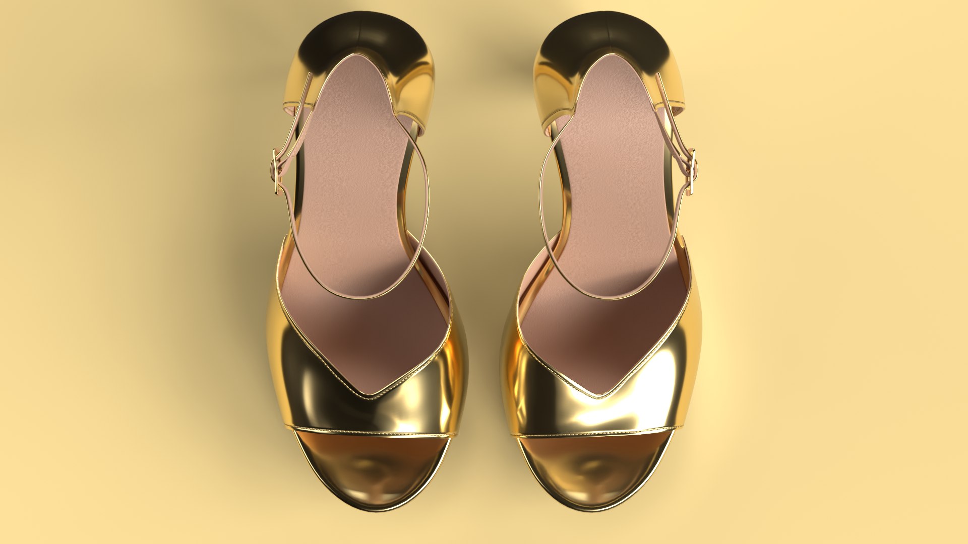 3D Model Unbranded Sandal 01 Women Platform Sandal Gold - TurboSquid ...