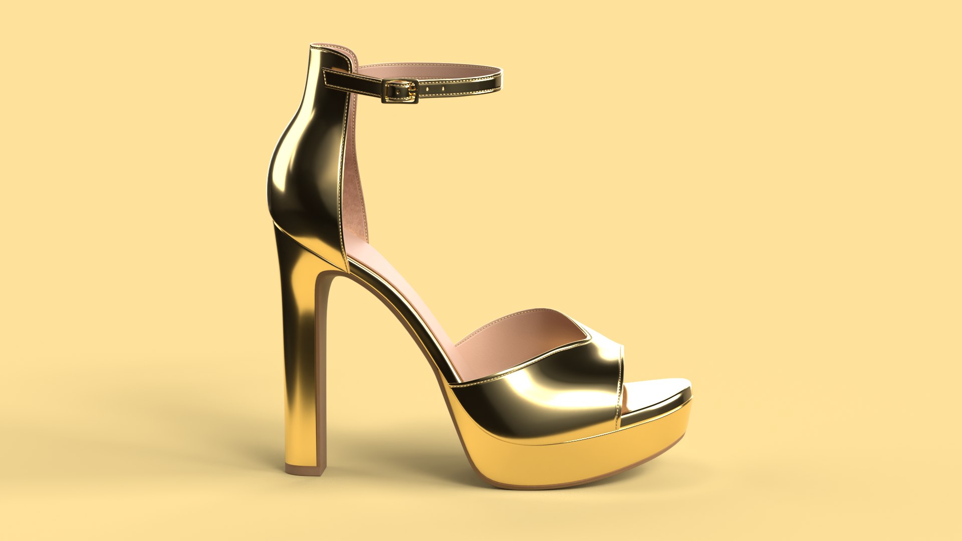 3D Model Unbranded Sandal 01 Women Platform Sandal Gold - TurboSquid ...