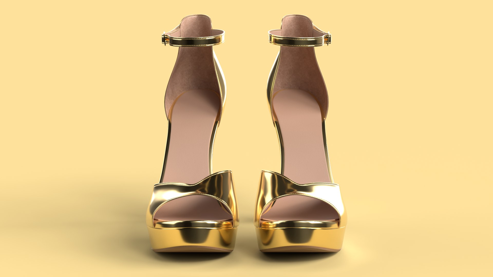3D Model Unbranded Sandal 01 Women Platform Sandal Gold - TurboSquid ...