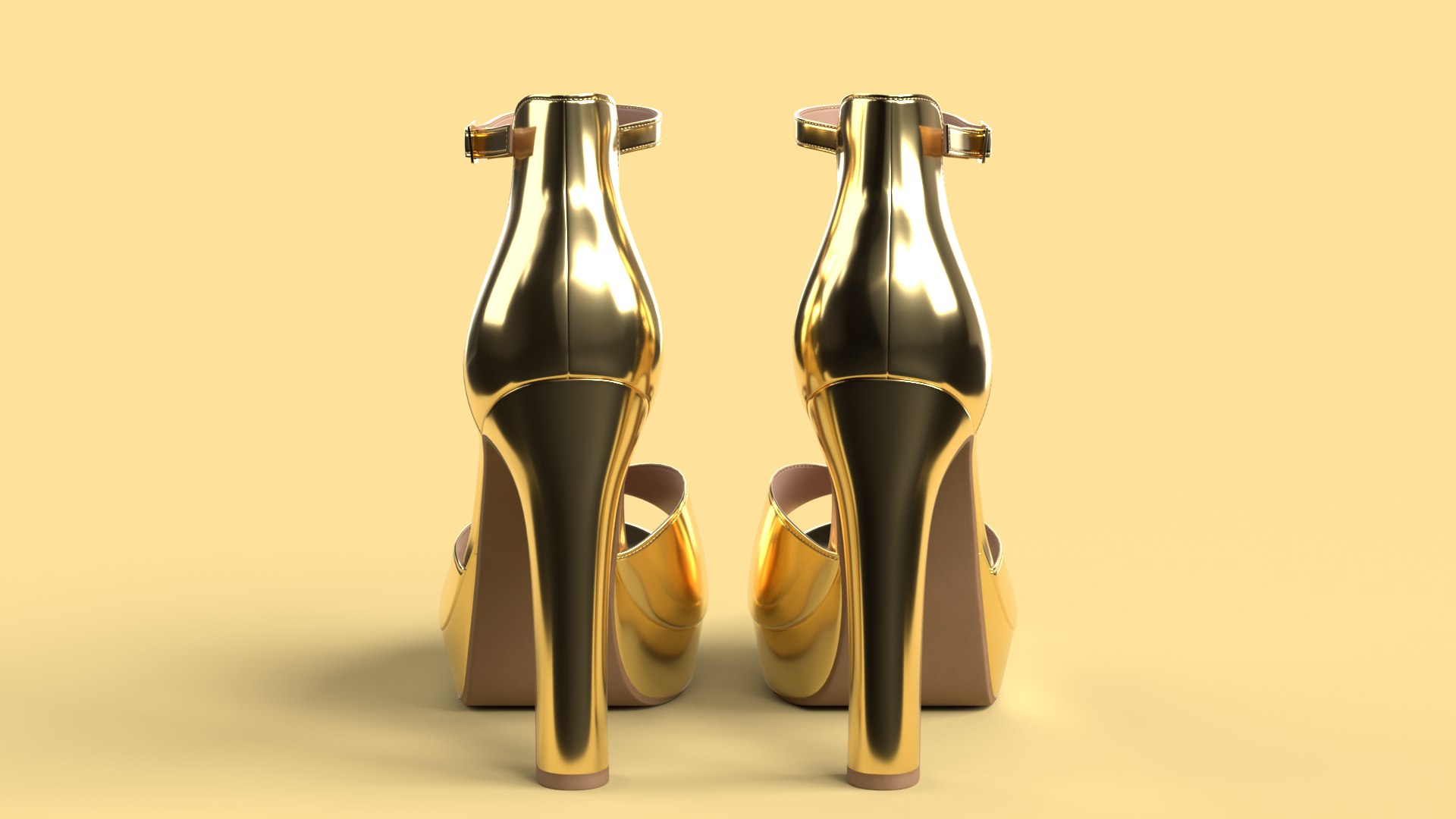 3D Model Unbranded Sandal 01 Women Platform Sandal Gold - TurboSquid ...
