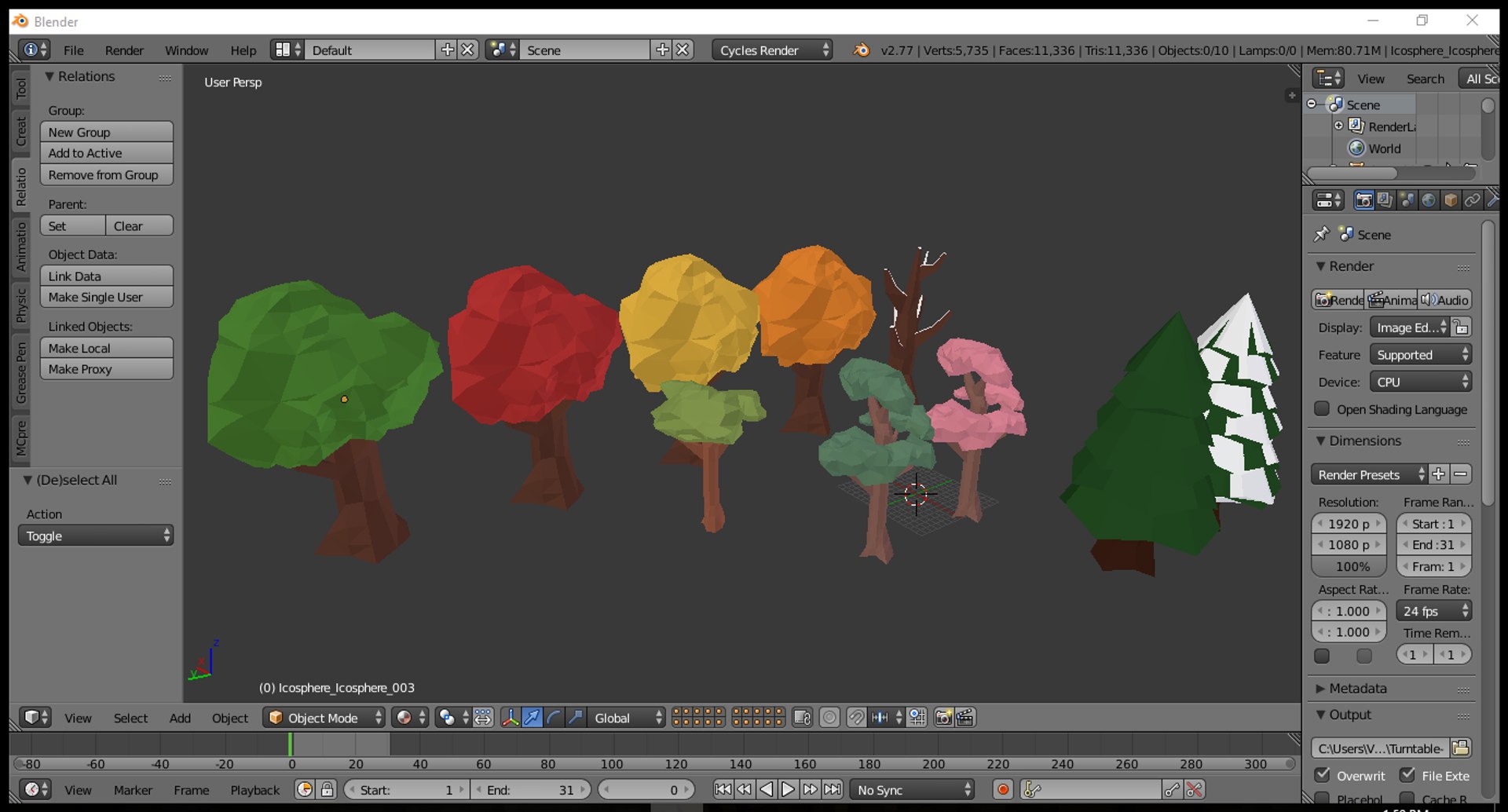 3d model tree pack variations