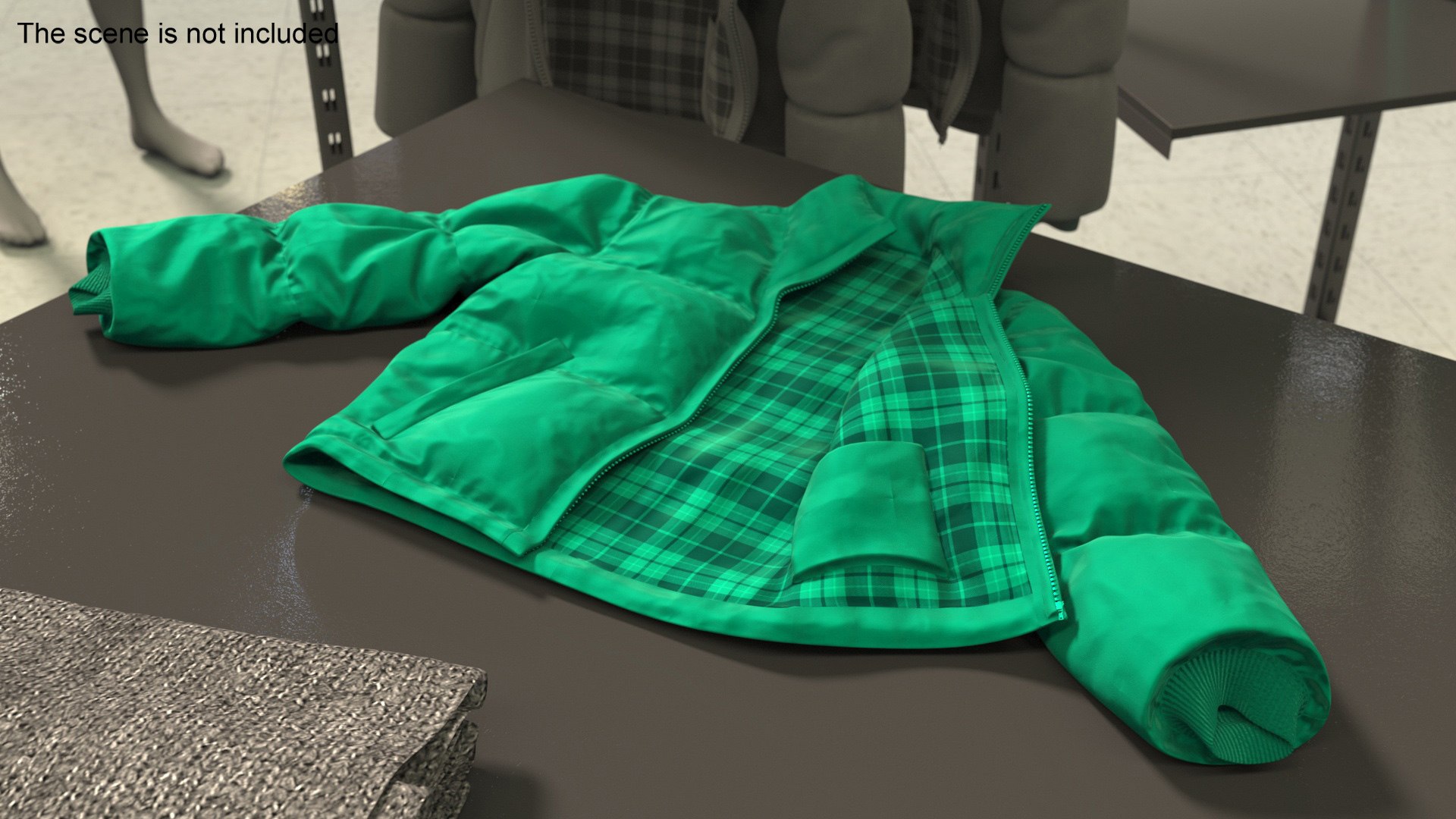 3D Green Mens Down Jacket Laying - TurboSquid 2239277