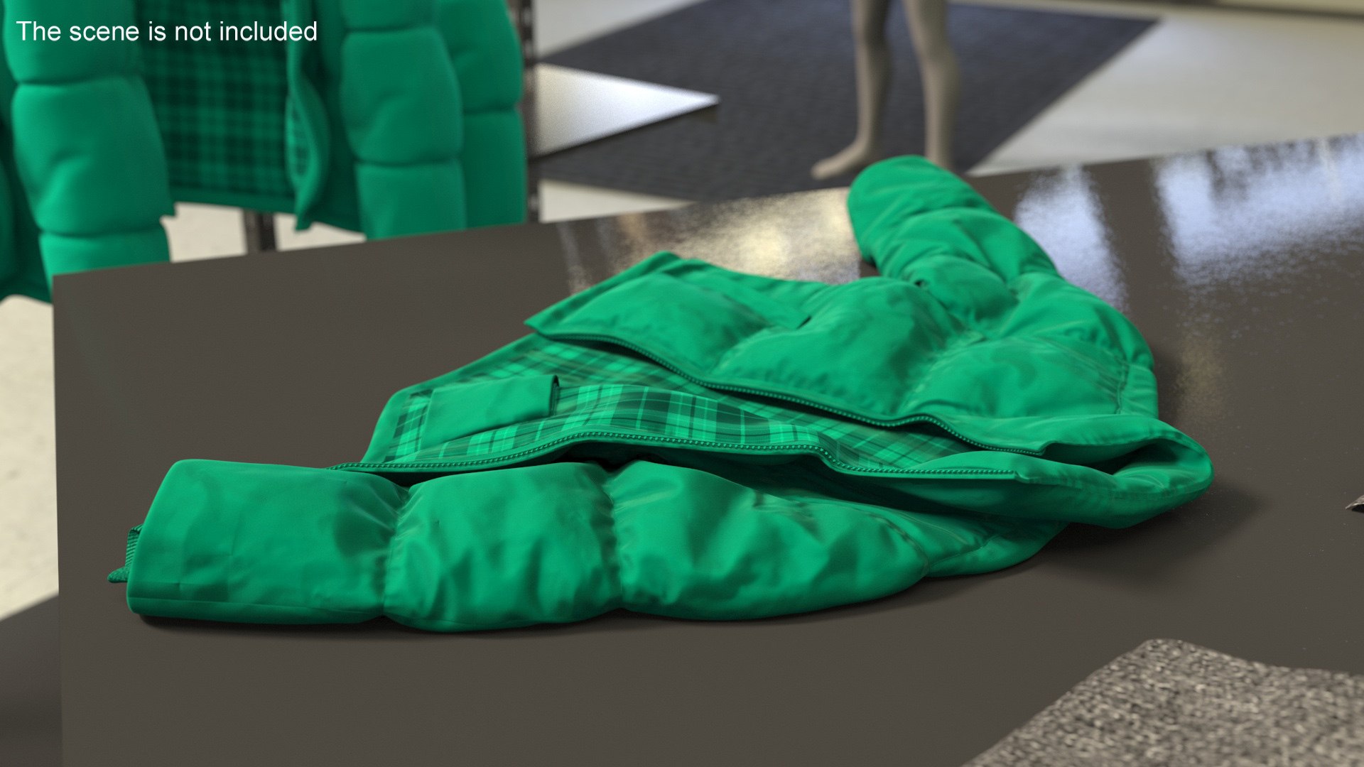 3D Green Mens Down Jacket Laying - TurboSquid 2239277