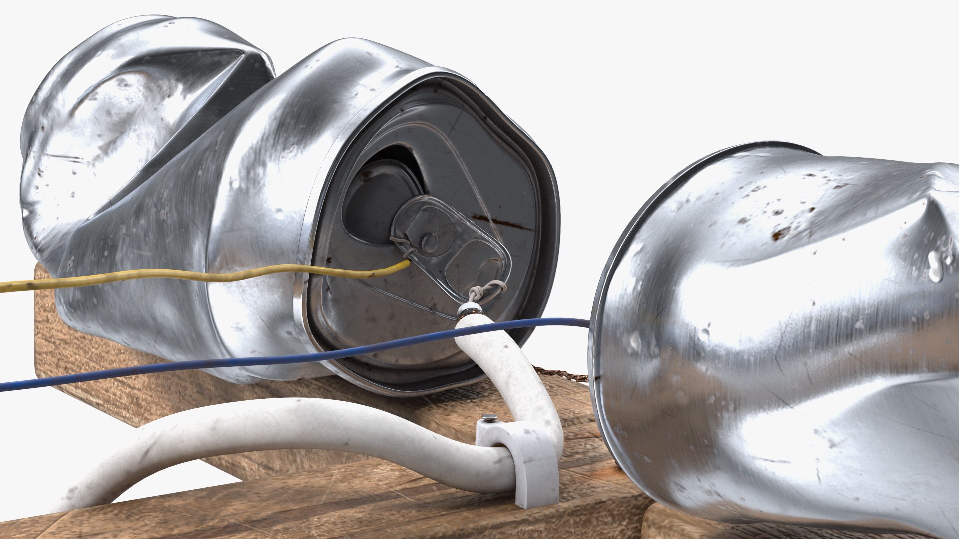 3D Damaged DIY TV Aluminum Can Antenna model - TurboSquid 1808612