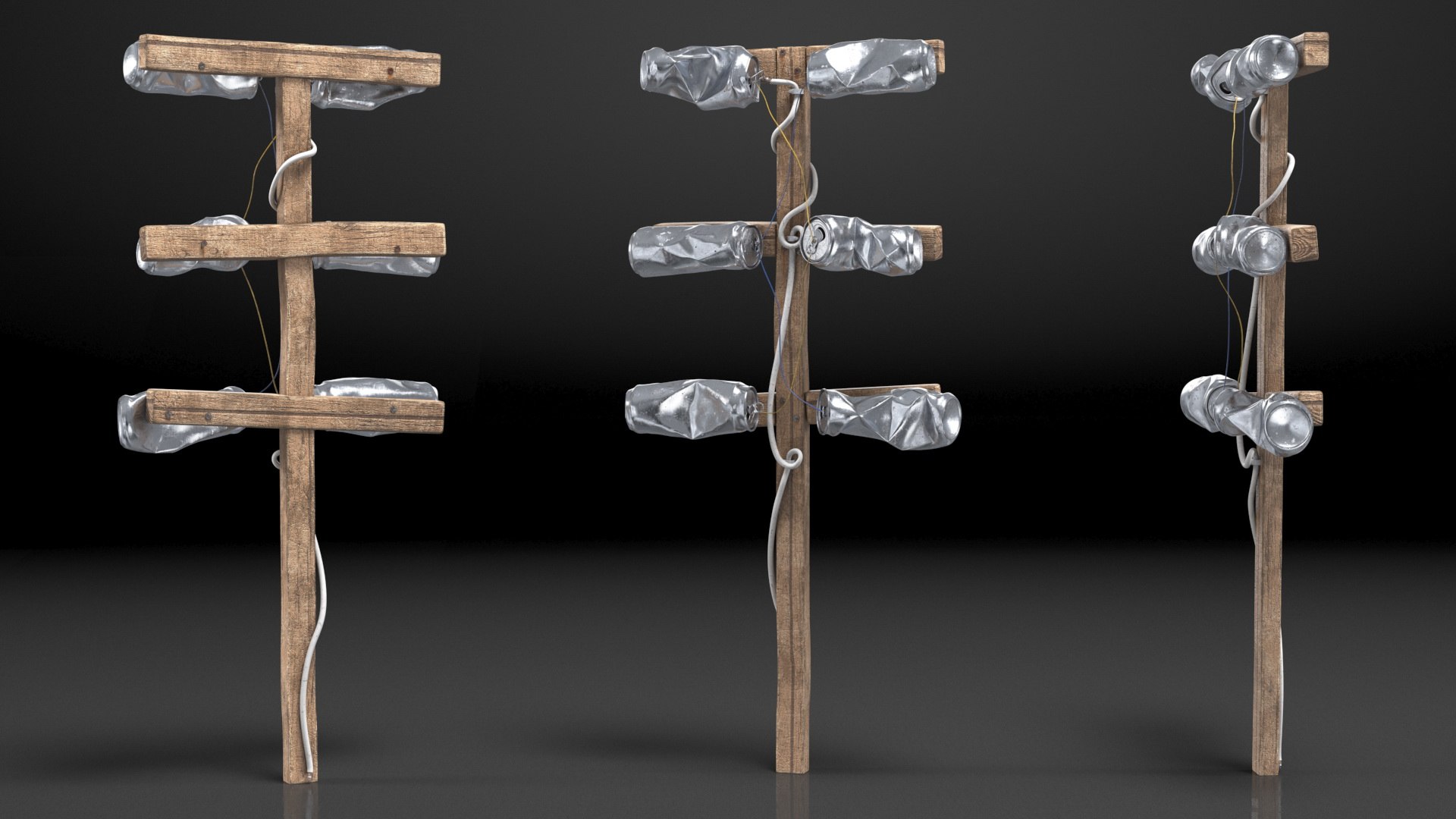 3D Damaged DIY TV Aluminum Can Antenna Model - TurboSquid 1808612