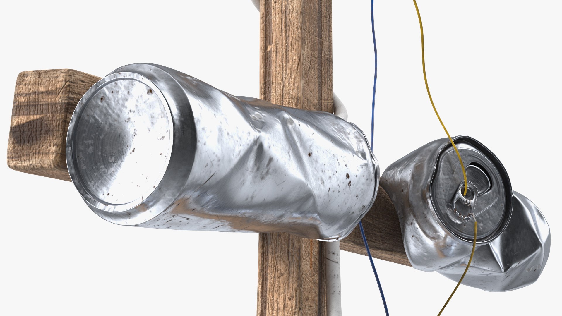 3D Damaged DIY TV Aluminum Can Antenna model - TurboSquid 1808612