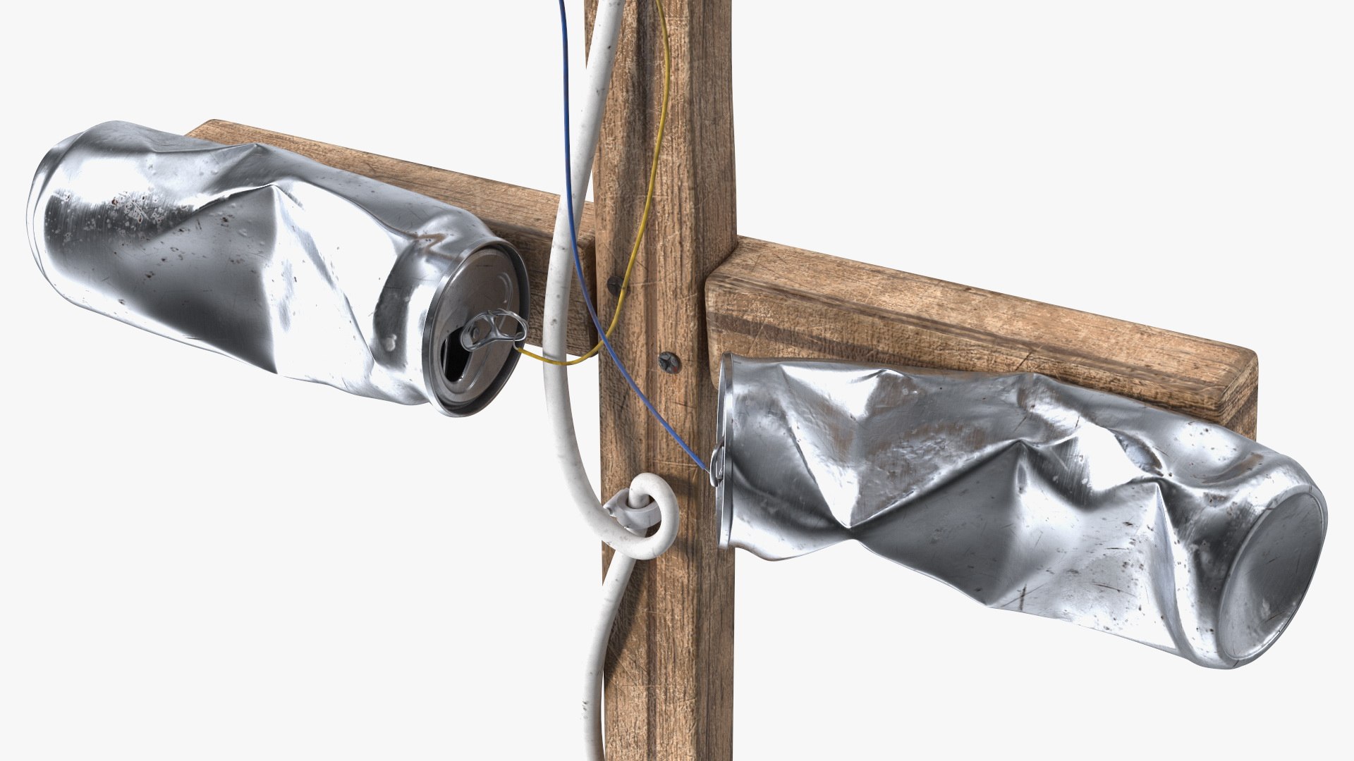 3D Damaged DIY TV Aluminum Can Antenna model - TurboSquid 1808612