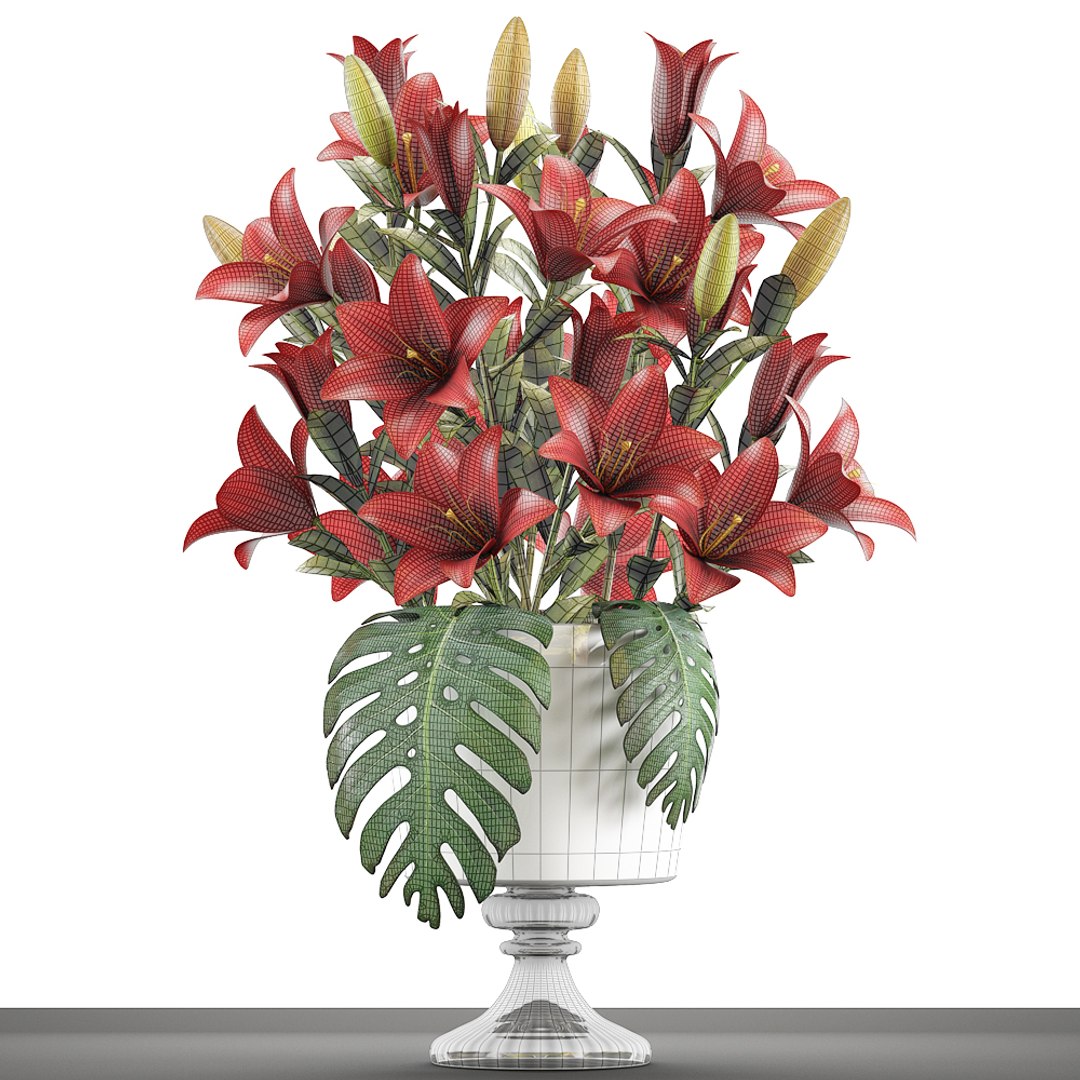 3D Bouquet Red Flowers Model - TurboSquid 1300905