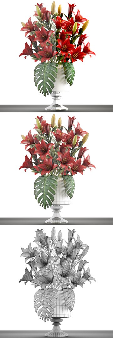 3D Bouquet Red Flowers Model - TurboSquid 1300905
