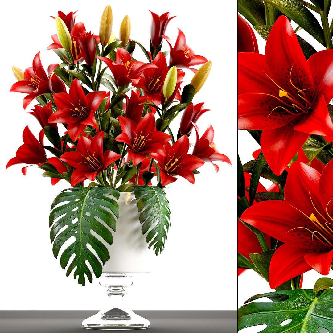 3D Bouquet Red Flowers Model - TurboSquid 1300905