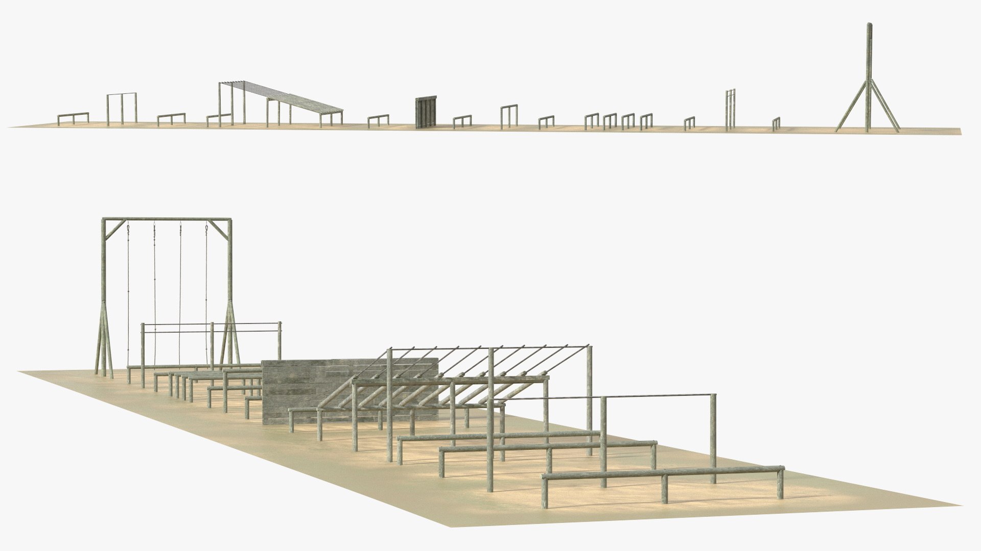3D Military Training Obstacles Course Worn - TurboSquid 2235616