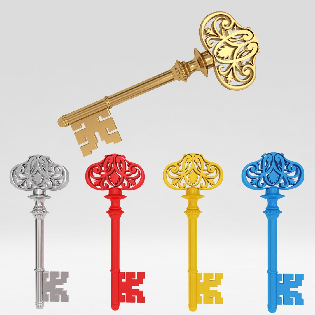 ancient old luxury key 3d model