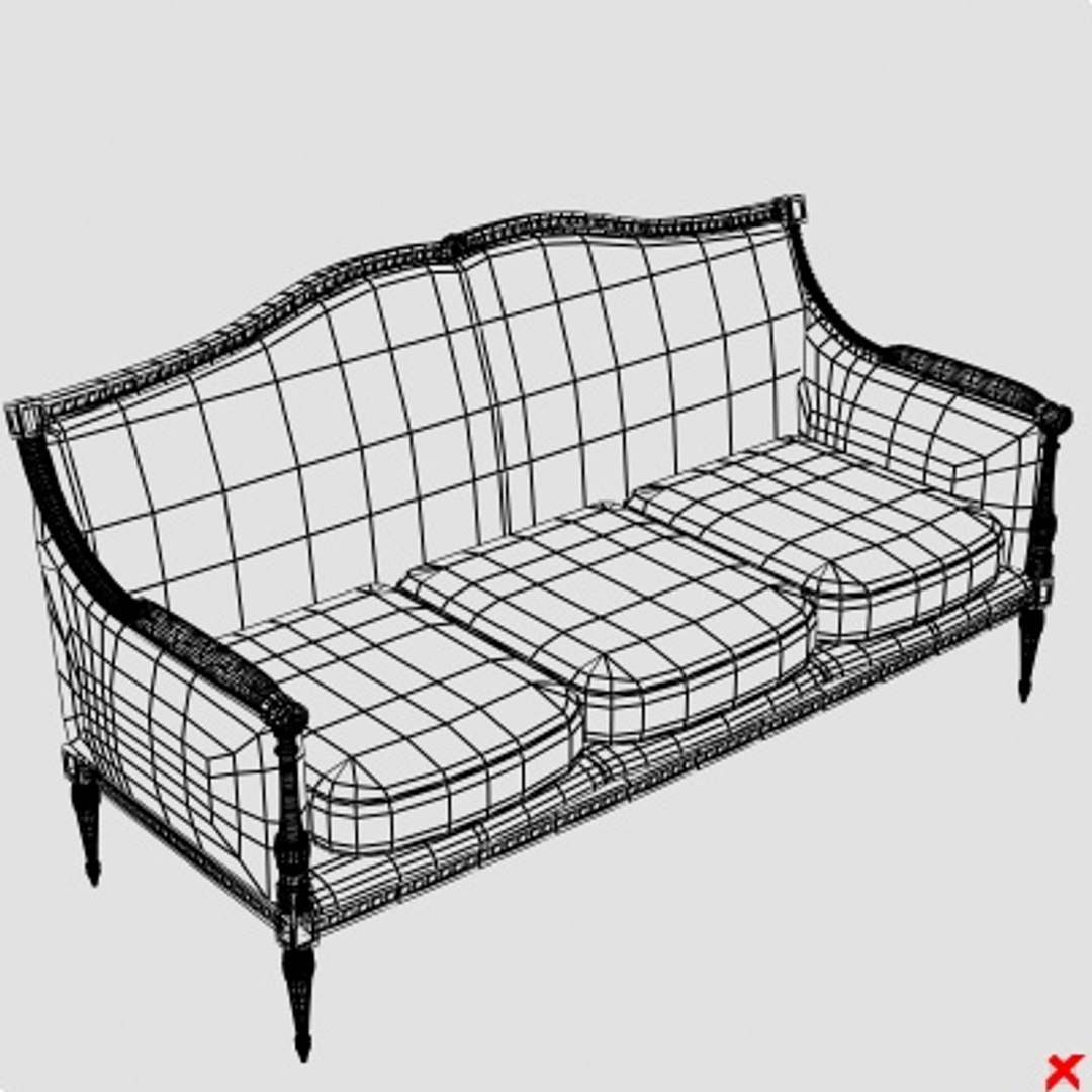 3d model sofa old fashioned