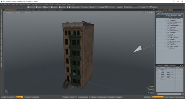 Brick Apartment Building with Blank Walls 3D model - TurboSquid 2117258