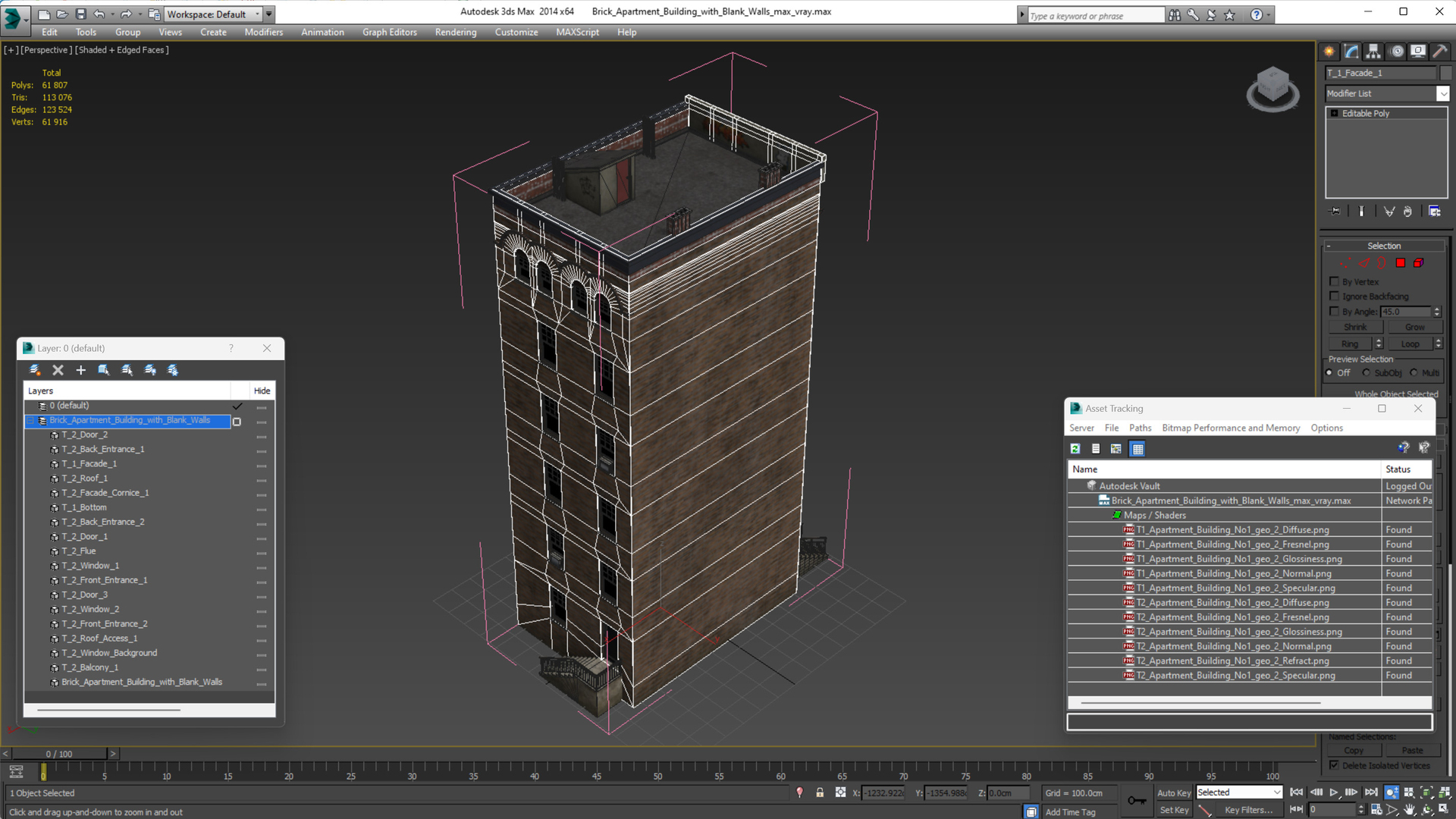 Brick Apartment Building with Blank Walls 3D model - TurboSquid 2117258