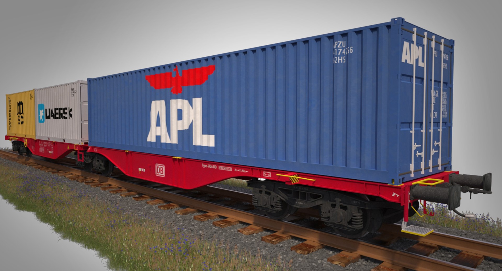 Container Railcar Sggrss 3d Ma
