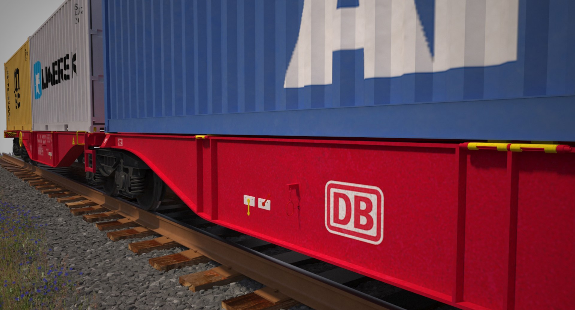 Container Railcar Sggrss 3d Ma