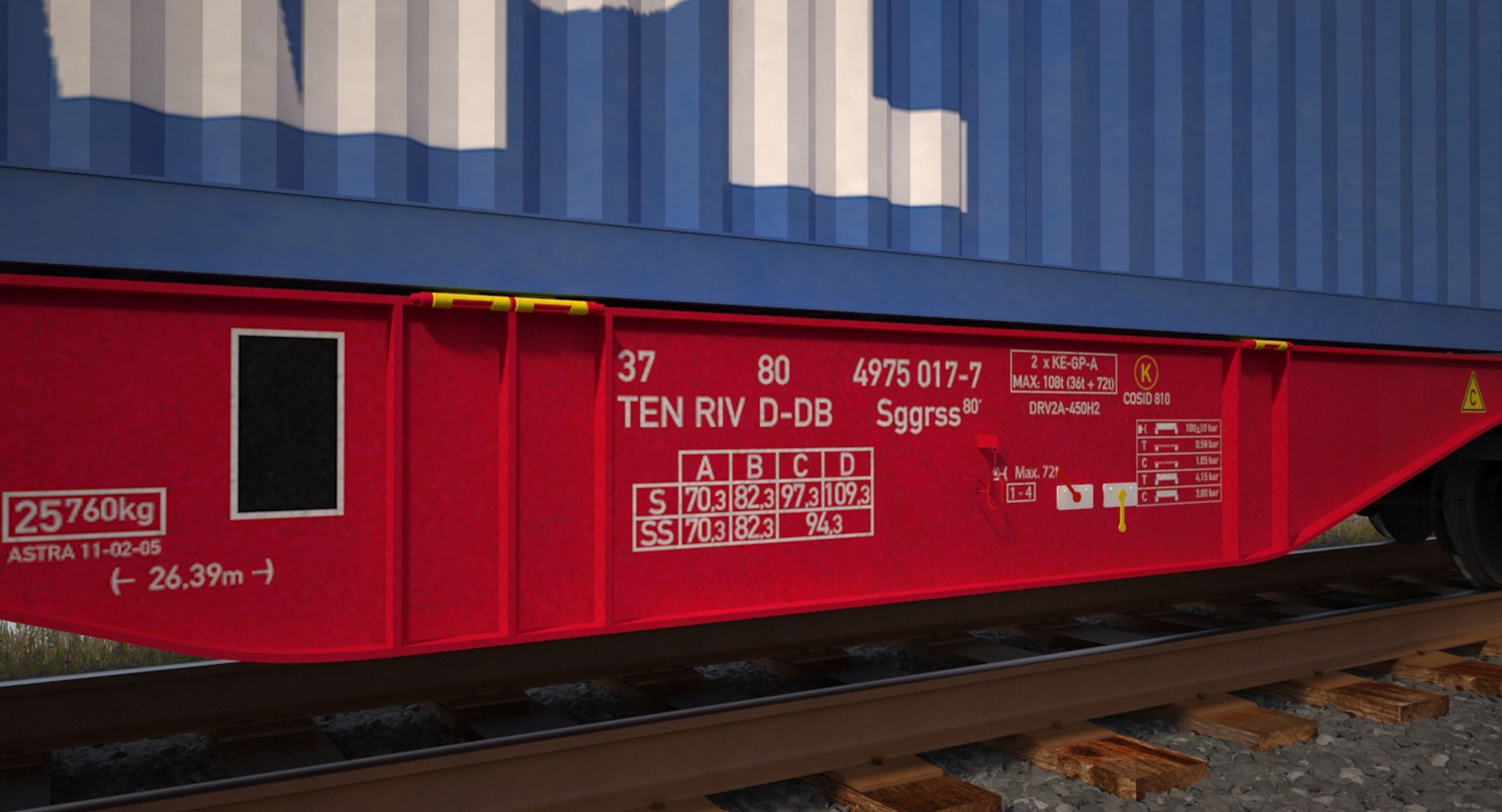 Container Railcar Sggrss 3d Ma