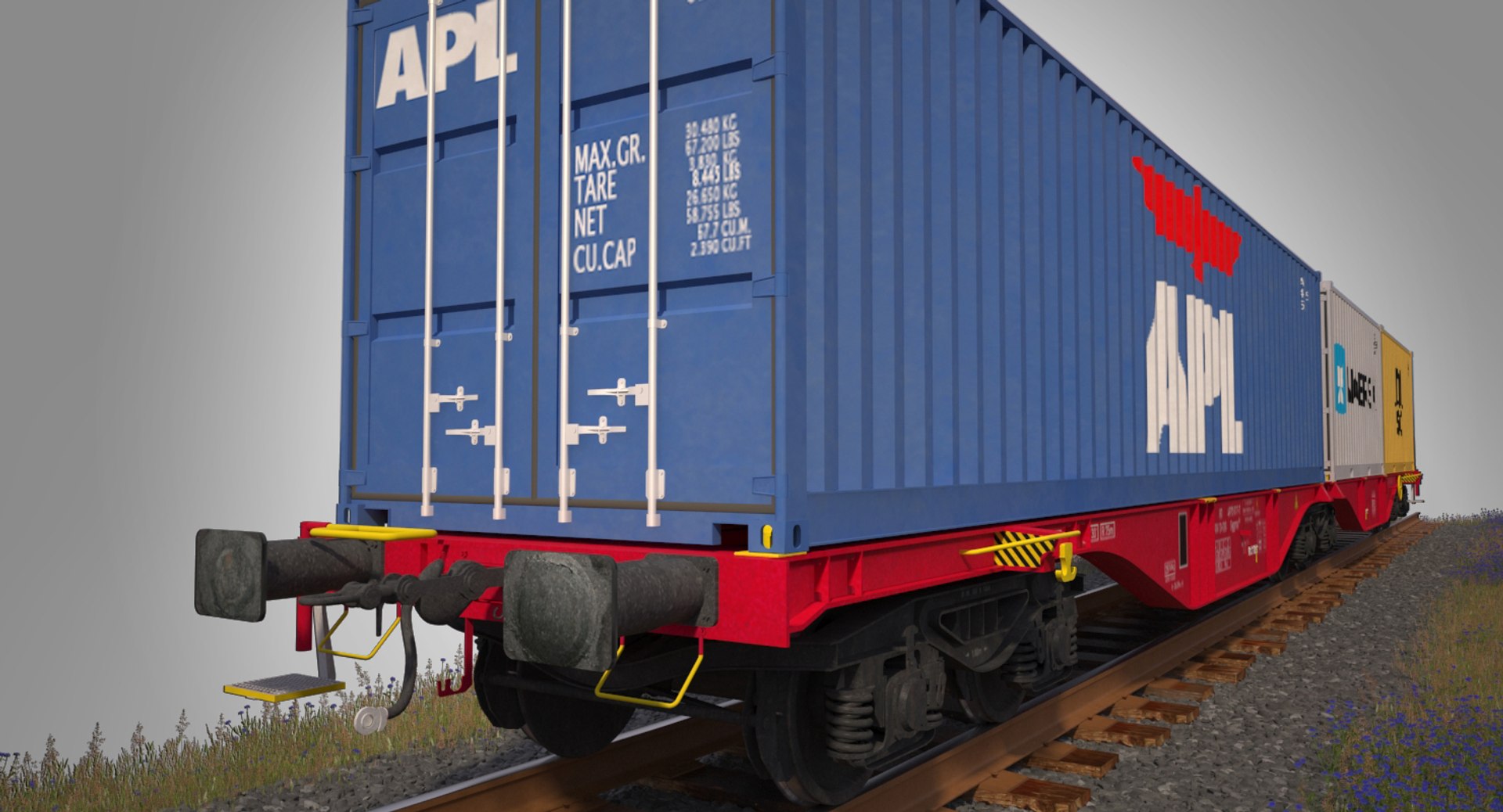 Container Railcar Sggrss 3d Ma
